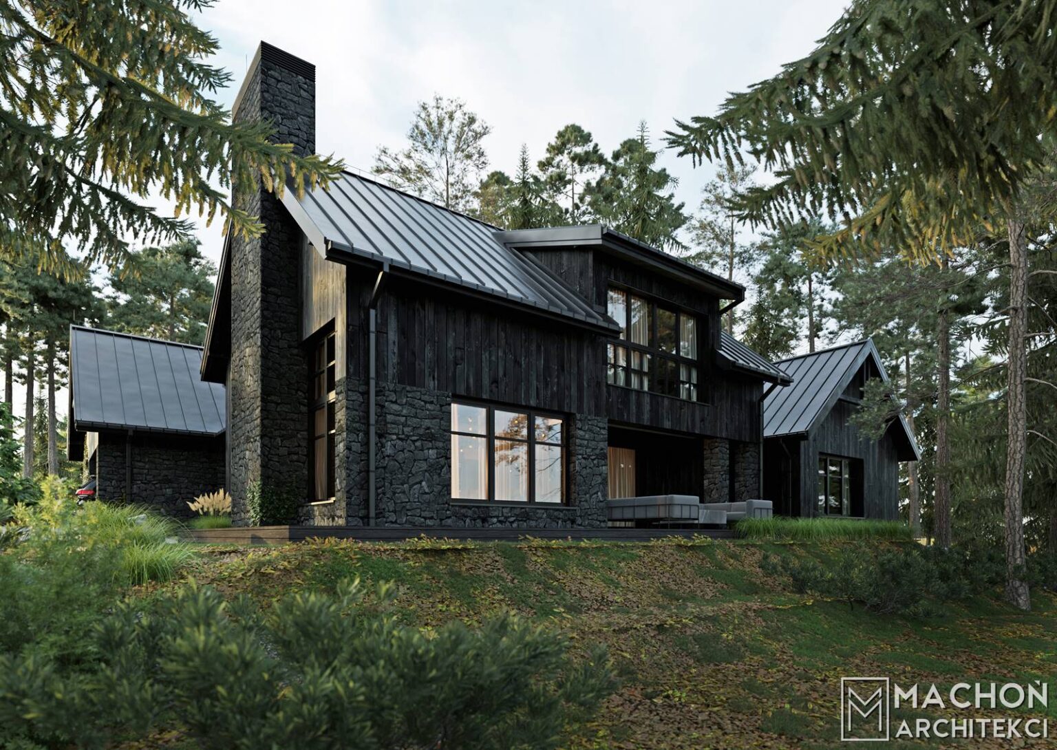 Dom na wzgórzu - Black Edition - Machoń Architekci ciemna wersja ...