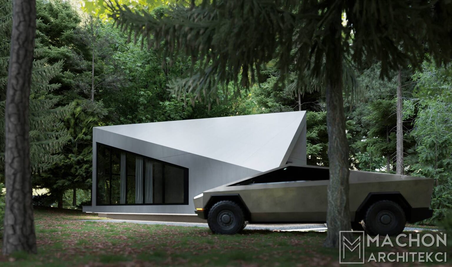 Cybertruck House - Machoń Architekci house inspired by cybertruck
